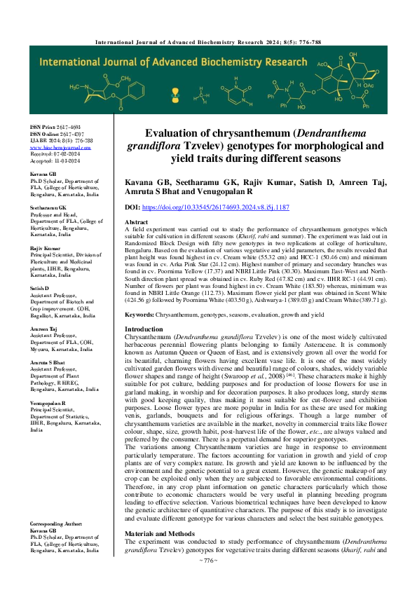 (PDF) Evaluation of chrysanthemum (Dendranthema grandiflora Tzvelev ...