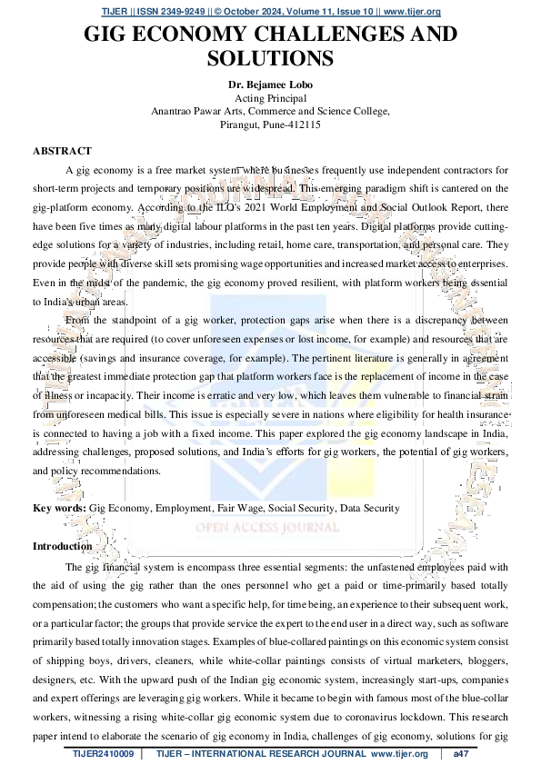 (PDF) GIG ECONOMY CHALLENGES AND SOLUTIONS