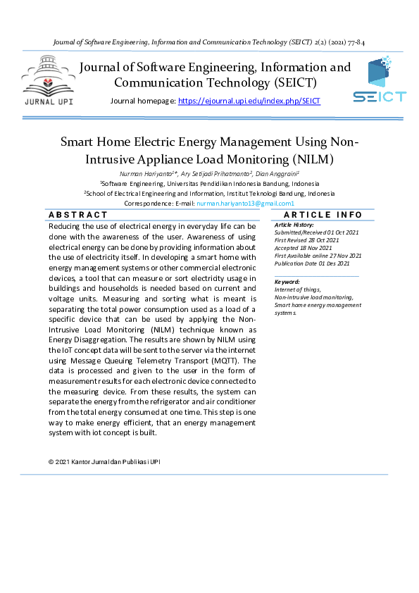 (PDF) Smart Home Electric Energy Management Using Non-Intrusive ...