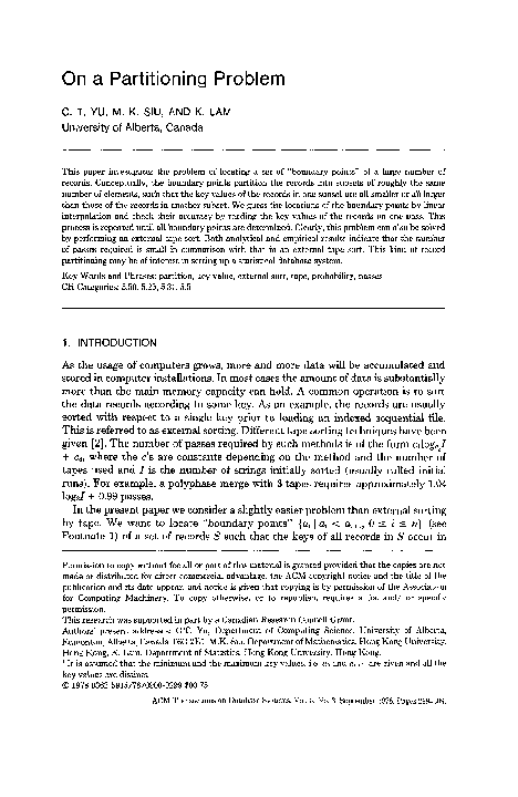 (PDF) On a partitioning problem