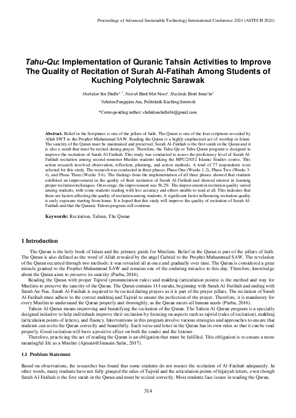 (PDF) Tahu-Qu: Implementation of Quranic Tahsin Activities to Improve ...