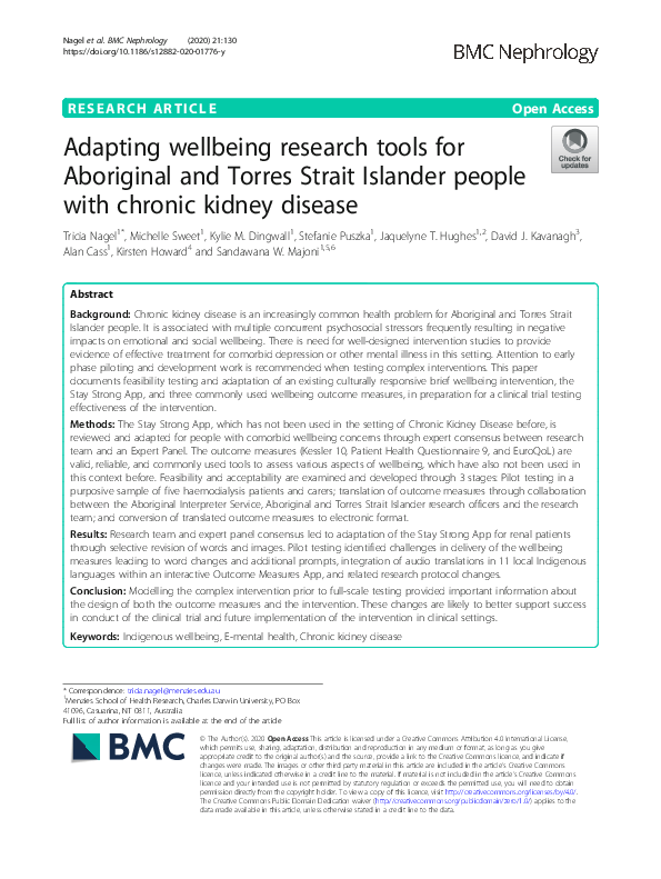 (PDF) Adapting wellbeing research tools for Aboriginal and Torres ...