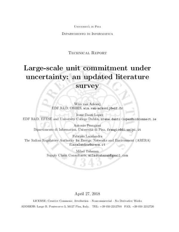 (PDF) Large-scale unit commitment under uncertainty: an updated ...