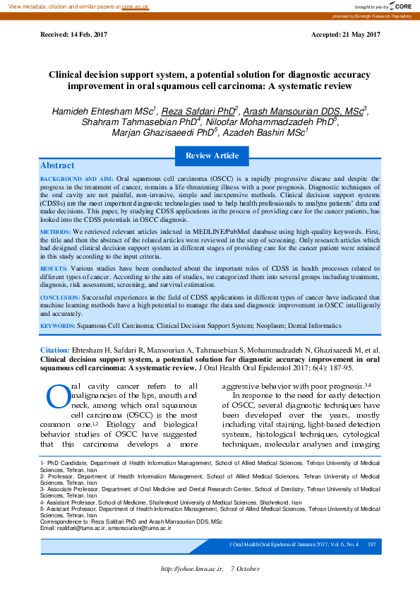 (PDF) Clinical decision support system, a potential solution for diagnostic accuracy improvement ...