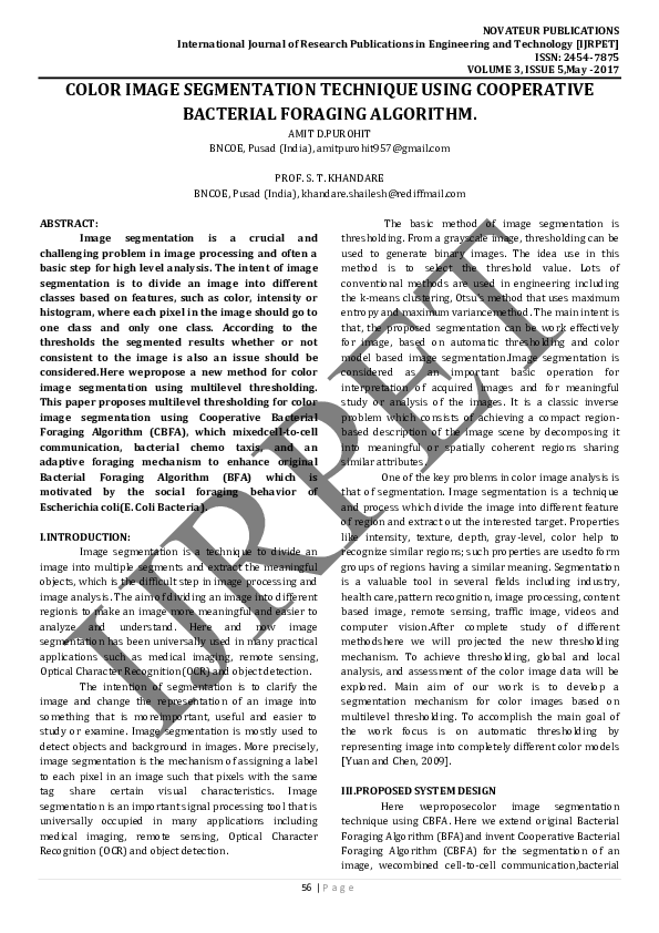 (PDF) Color Image Segmentation Technique Using Cooperative Bacterial Foraging Algorithm
