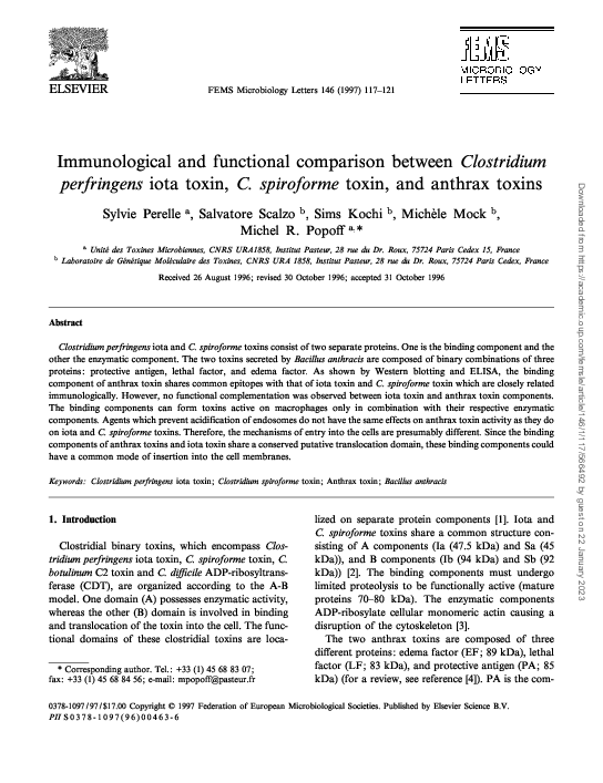 (PDF) Immunological and functional comparison between Clostridium ...