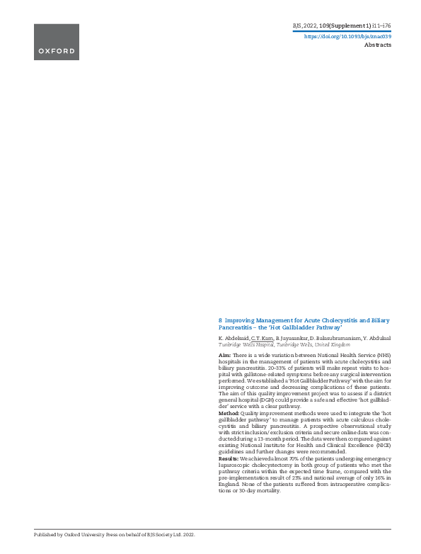 (PDF) 8 Improving Management for Acute Cholecystitis and Biliary ...