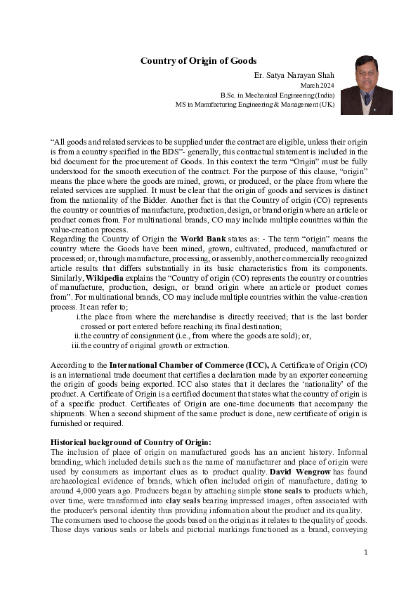 (PDF) Country of Origin