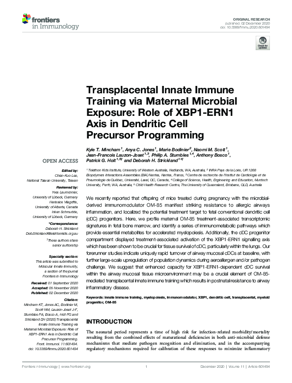 (PDF) Transplacental Innate Immune Training via Maternal Microbial ...