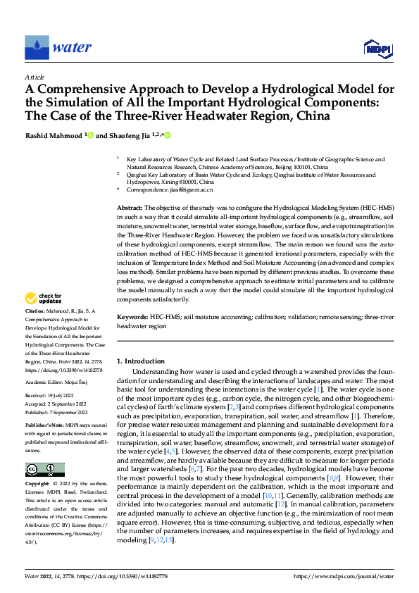 (PDF) A Comprehensive Approach to Develop a Hydrological Model for the ...