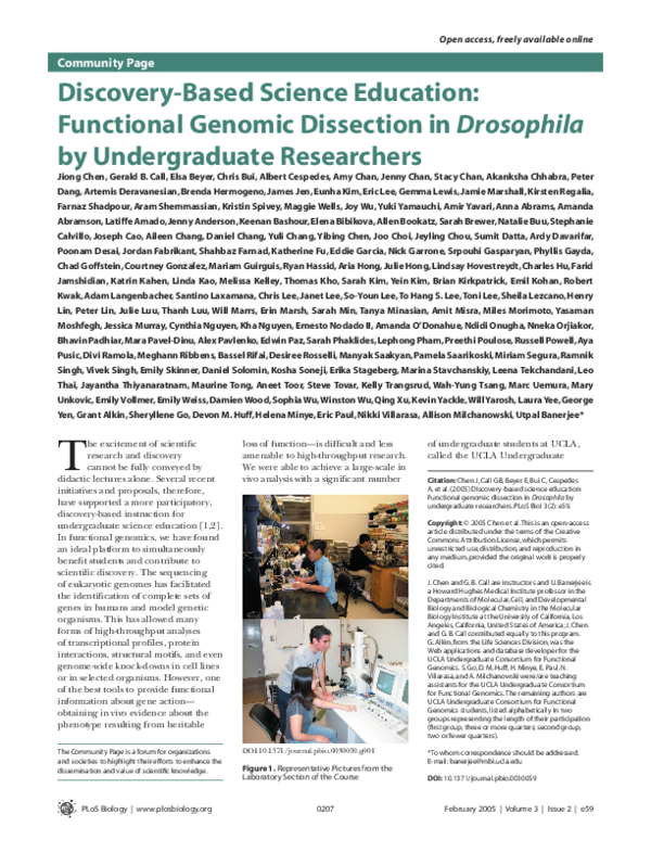 (PDF) Discovery-Based Science Education: Functional Genomic Dissection ...