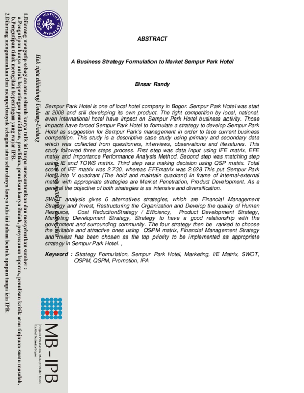 (PDF) Strategi pengembangan sempur park hotel
