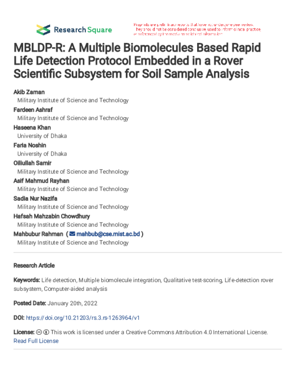 (PDF) MBLDP-R: A Multiple Biomolecules Based Rapid Life Detection ...