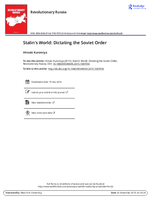 (PDF) Stalin’s world: dictating the Soviet order