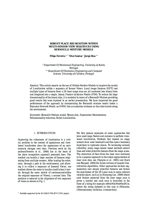 (PDF) Robust Place Recognition Within Multi-Sensor View Sequences Using Bernoulli Mixture Models ...
