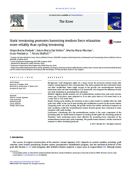 (PDF) Static tensioning promotes hamstring tendons force relaxation ...