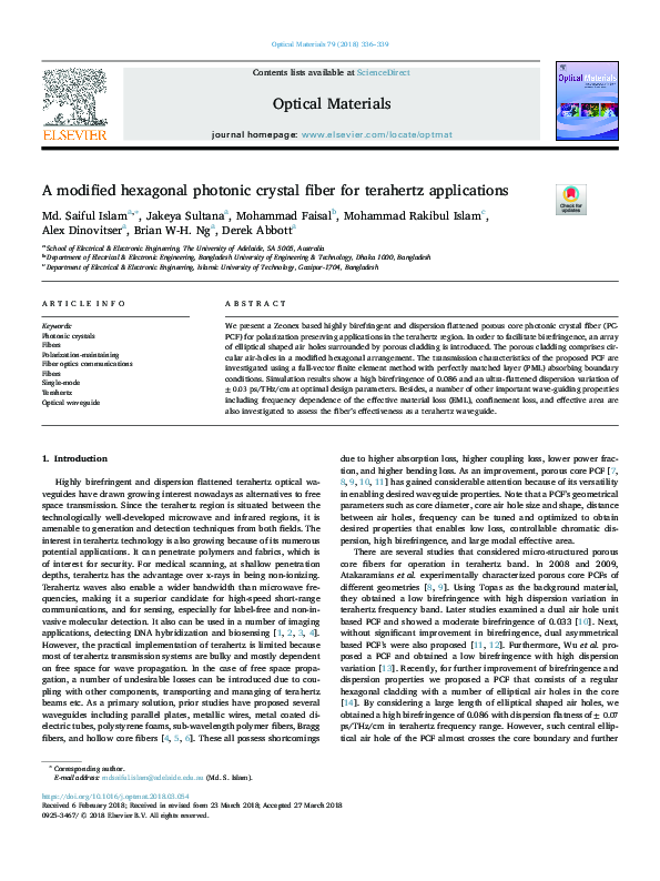(PDF) A modified hexagonal photonic crystal fiber for terahertz applications