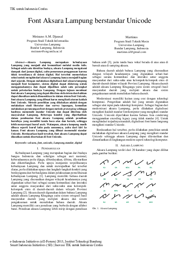 (PDF) Font Aksara Lampung berstandar Unicode