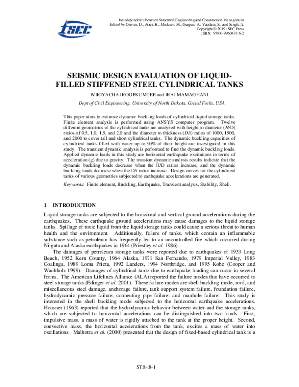 (PDF) Seismic Design Evaluation of Liquid-Filled Stiffened Steel ...