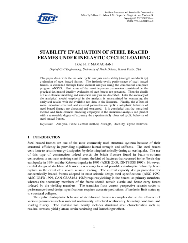 (PDF) Stability Evaluation of Steel Braced Frames Under Inelastic ...