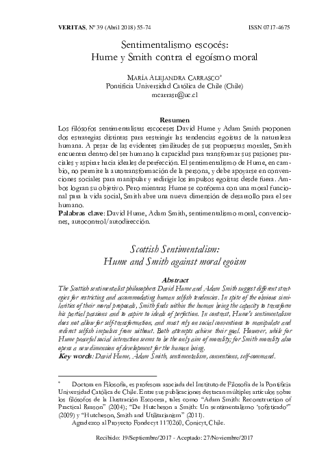 (PDF) Sentimentalismo escocés: Hume y Smith contra el egoísmo moral