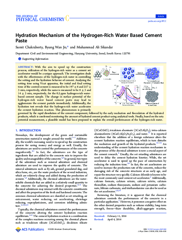 (PDF) Accelerating Cement Hydration with Hydrogen-Rich Water