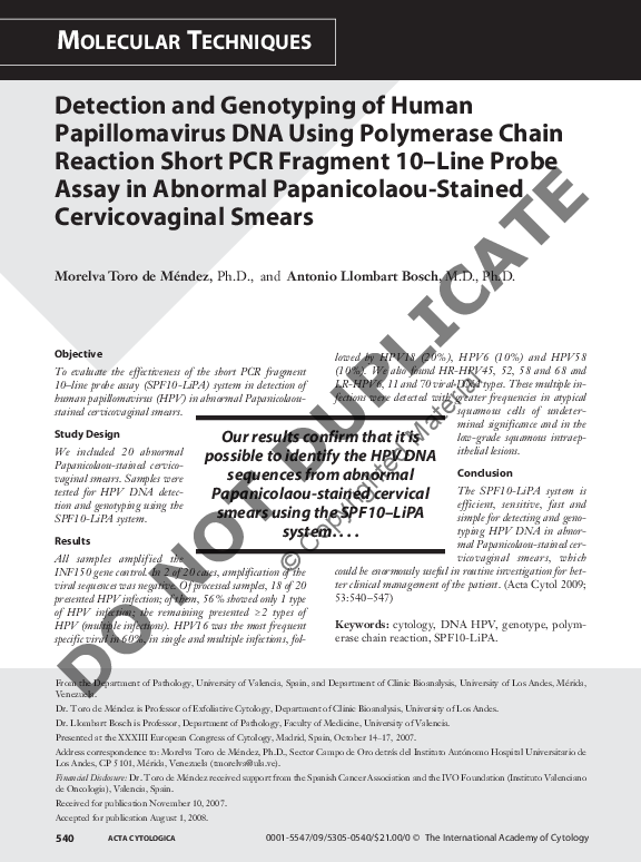 (PDF) Detection and Genotyping of Human Papillomavirus DNA Using Polymerase Chain Reaction Short ...