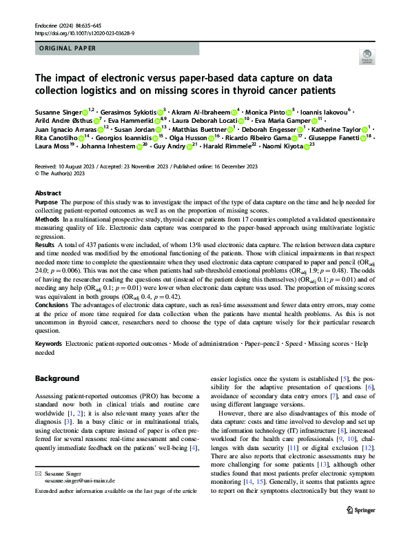 (PDF) The impact of electronic versus paper-based data capture on data ...