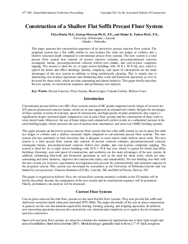 (PDF) Shallow Flat Soffit Precast Concrete Floor System
