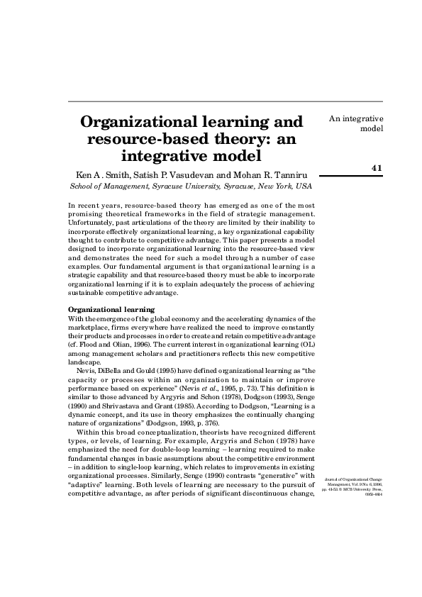 (PDF) Organizational learning and resource‐based theory: an integrative ...