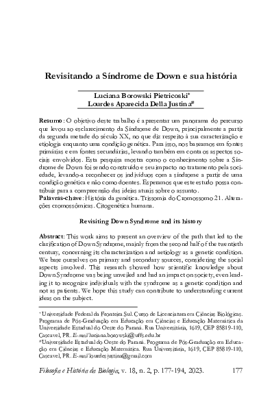 (PDF) Revisitando a Síndrome de Down e sua história