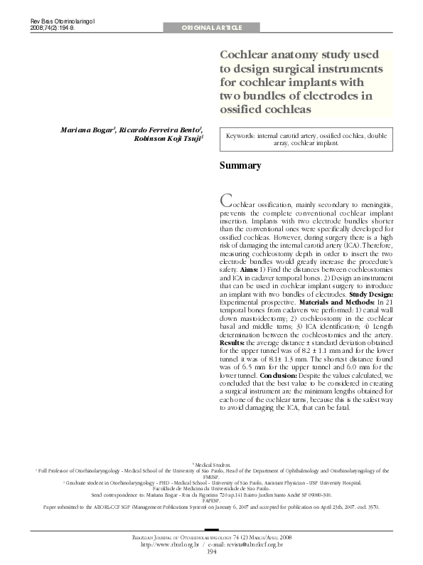 (PDF) Cochlear anatomy study used to design surgical instruments for cochlear implants with two ...