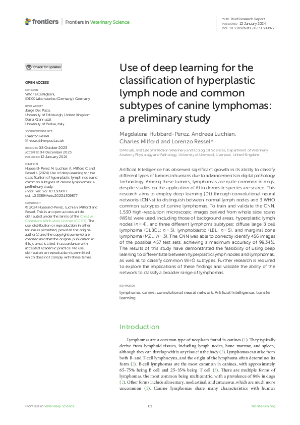 (PDF) Use of deep learning for the classification of hyperplastic lymph ...