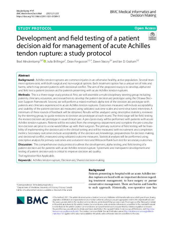(PDF) Development and field testing of a patient decision aid for ...