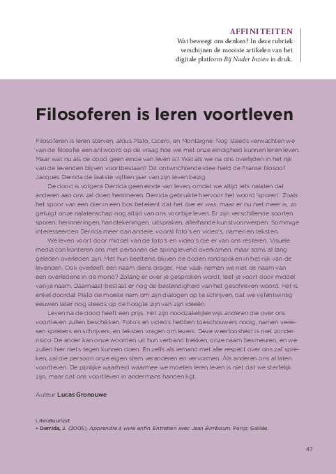(PDF) Filosoferen is leren voortleven