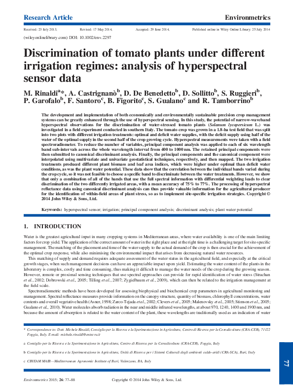 (PDF) Discrimination of tomato plants under different irrigation ...