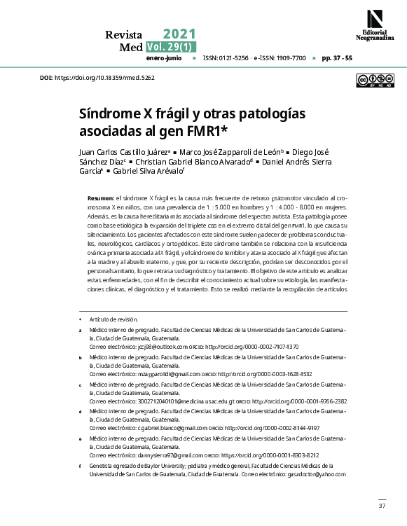 (PDF) Síndrome X frágil y otras patologías asociadas al gen FMR1