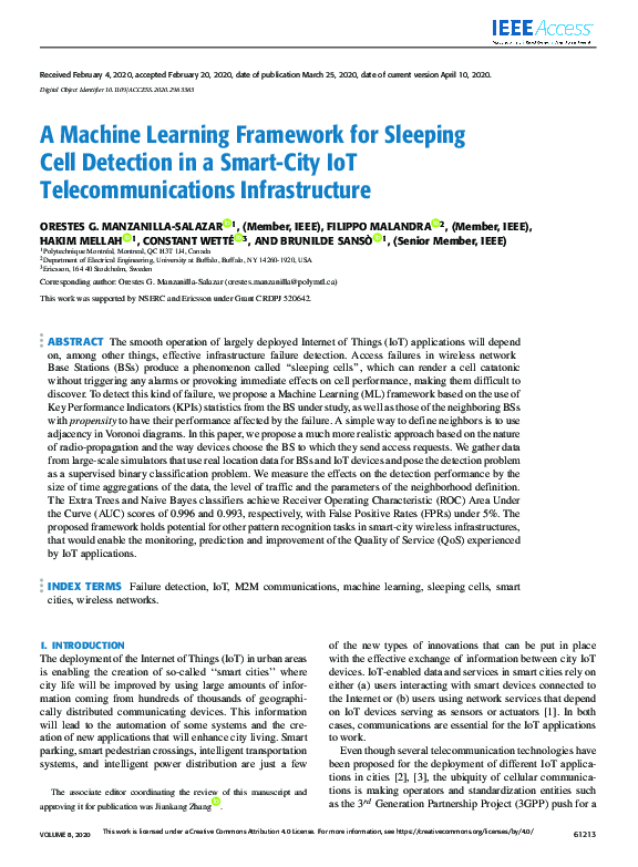 (PDF) A Machine Learning Framework for Sleeping Cell Detection in a Smart-City IoT ...