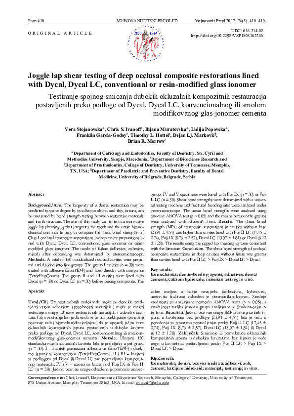 (PDF) Joggle lap shear testing of deep occlusal composite restorations ...
