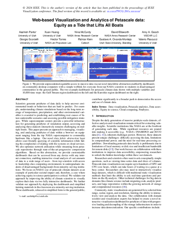 (PDF) Web-based Visualization and Analytics of Petascale data: Equity as a Tide that Lifts All Boats