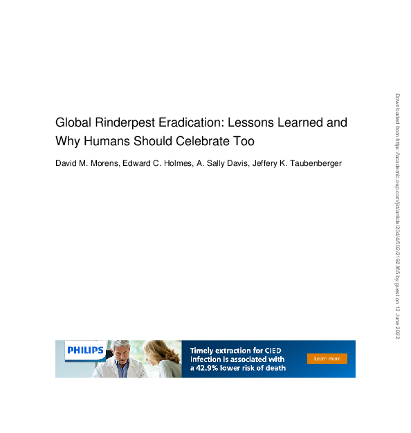 (PDF) Global Rinderpest Eradication: Lessons Learned and Why Humans ...