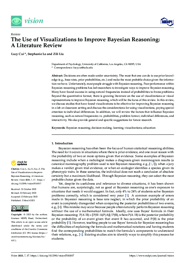 (PDF) The Use of Visualizations to Improve Bayesian Reasoning: A Literature Review