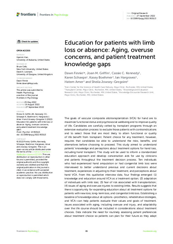 (PDF) Education for patients with limb loss or absence: Aging, overuse ...