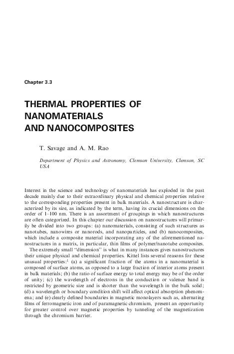 (PDF) Thermal Properties of Nanomaterials and Nanocomposites