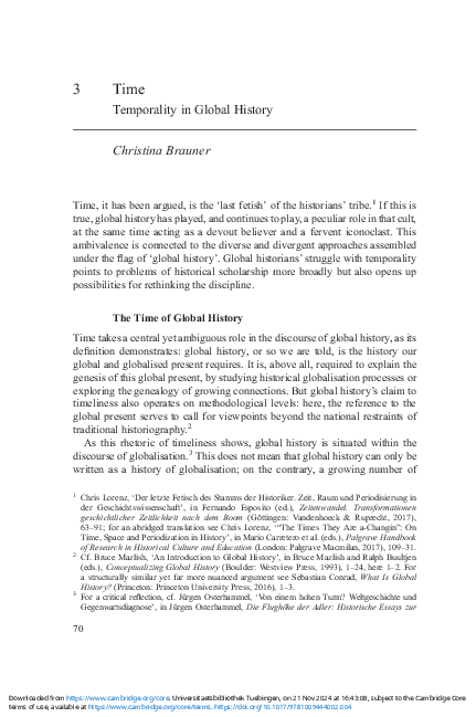 (PDF) Time. Temporality in Global History