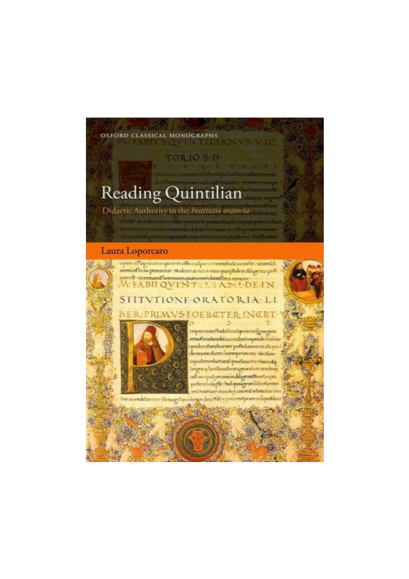 (PDF) Reading Quintilian. Didactic Authority in the Institutio oratoria