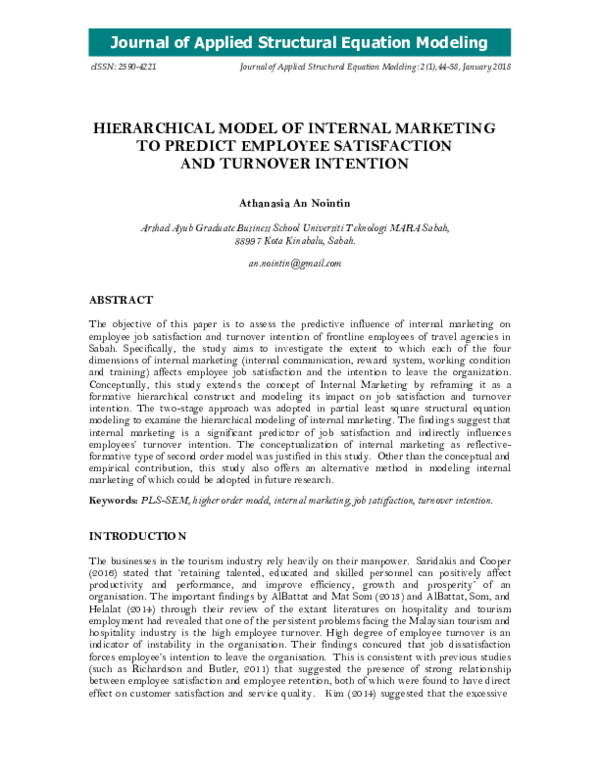(PDF) Hierarchical Model of Internal Marketing to Predict Employee Satisfaction and Turnover ...