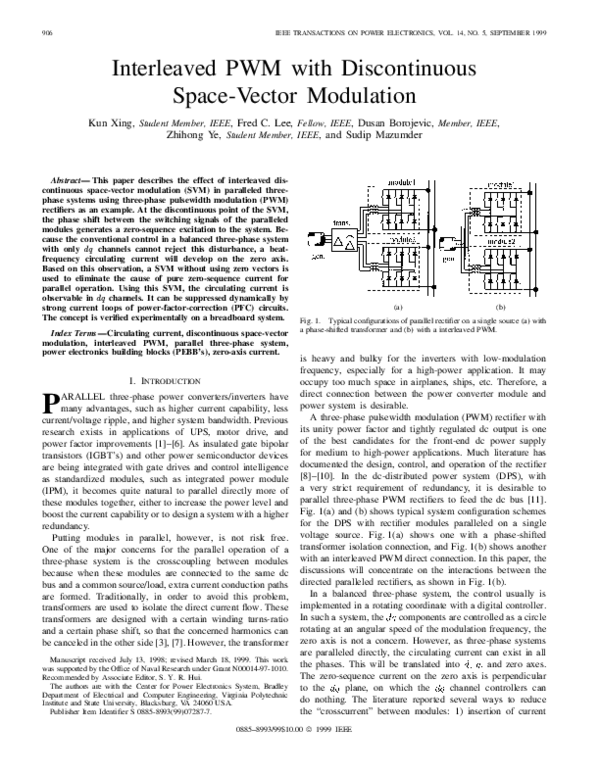 Pdf Interleaved Pwm With Discontinuous Space Vector Modulation