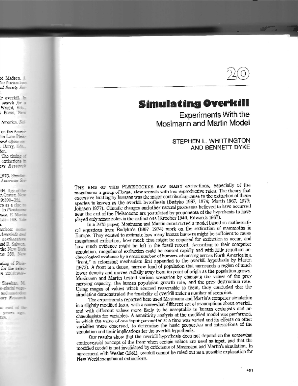 (PDF) Simulating Overkill: Experiments with the Mosimann and Martin Model