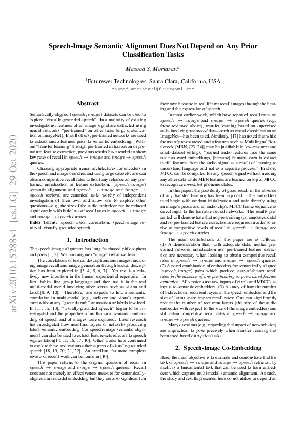 (PDF) Speech-Image Semantic Alignment Does Not Depend on Any Prior Classification Tasks